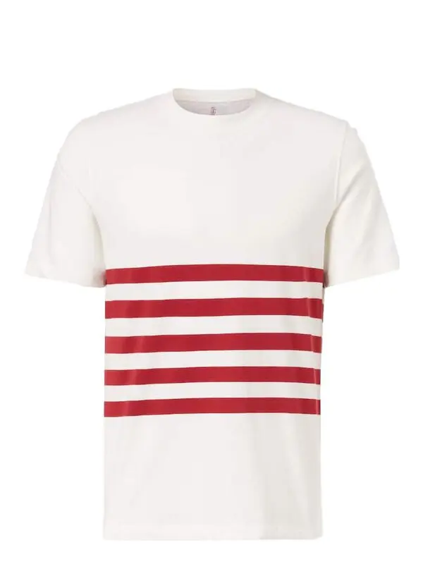 Brunello Cucinelli Striped Cotton Jersey T-shirt - White