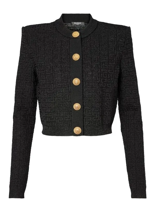 Balmain Pb Labyrinth Lamé Cardigan - Black