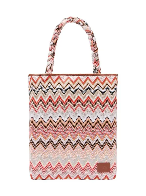 Missoni Zigzag Leather-trimmed Tote Bag - Pink