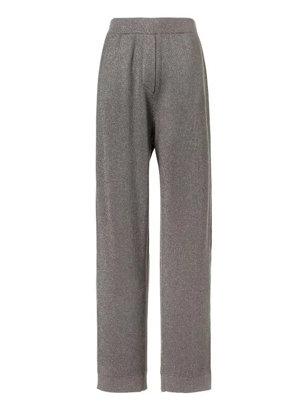 Brunello Cucinelli Cotton-blend Lamé Wide-leg Pants - Grey