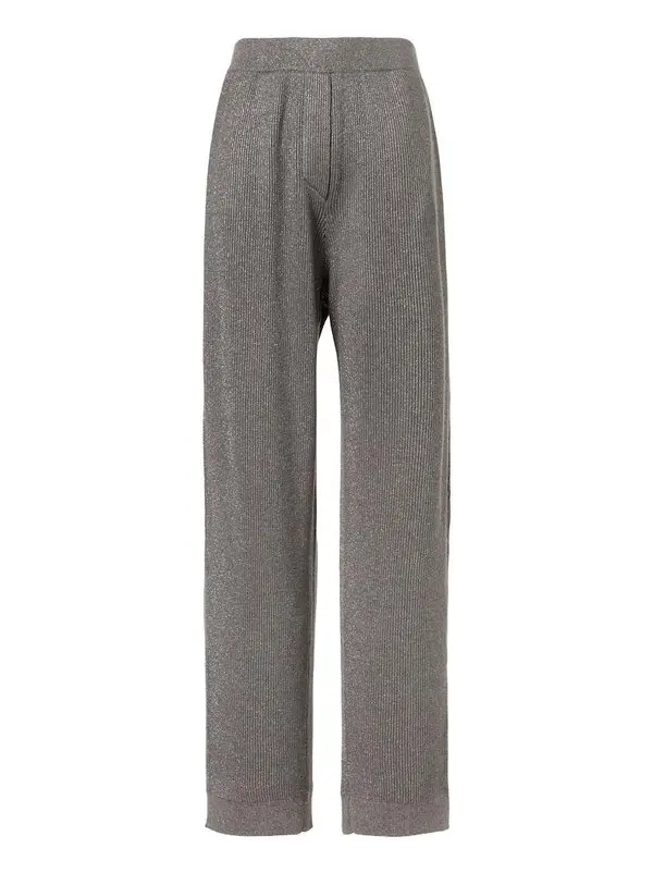 Brunello Cucinelli Cotton-blend Lamé Wide-leg Pants - Grey