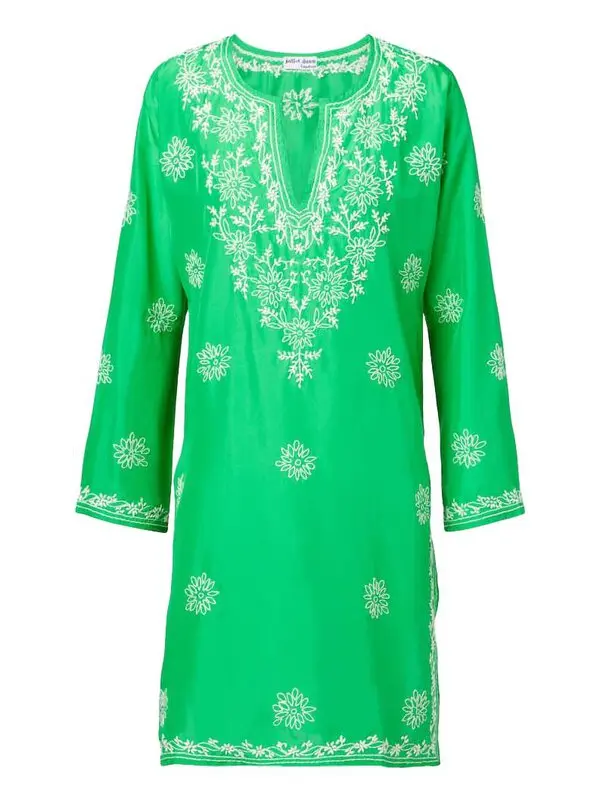 JULIET DUNN Embroidered Silk Tunic - Green