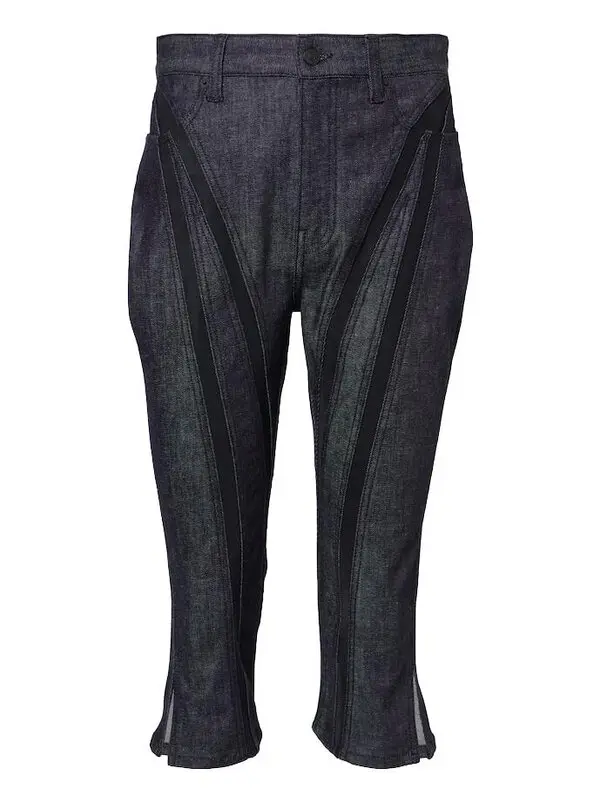 MUGLER Mesh-trimmed Capri Pants - Blue