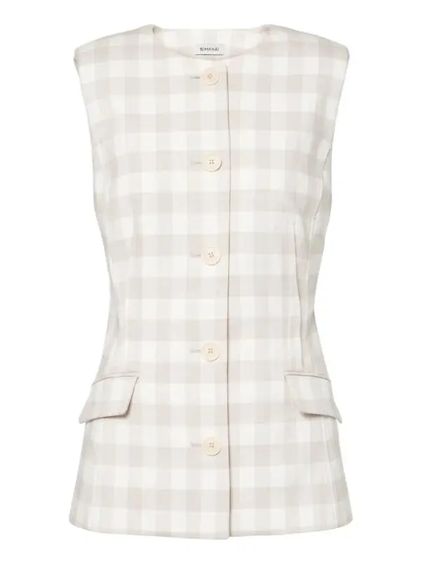 Simkhai Calliope Gingham Vest - Beige