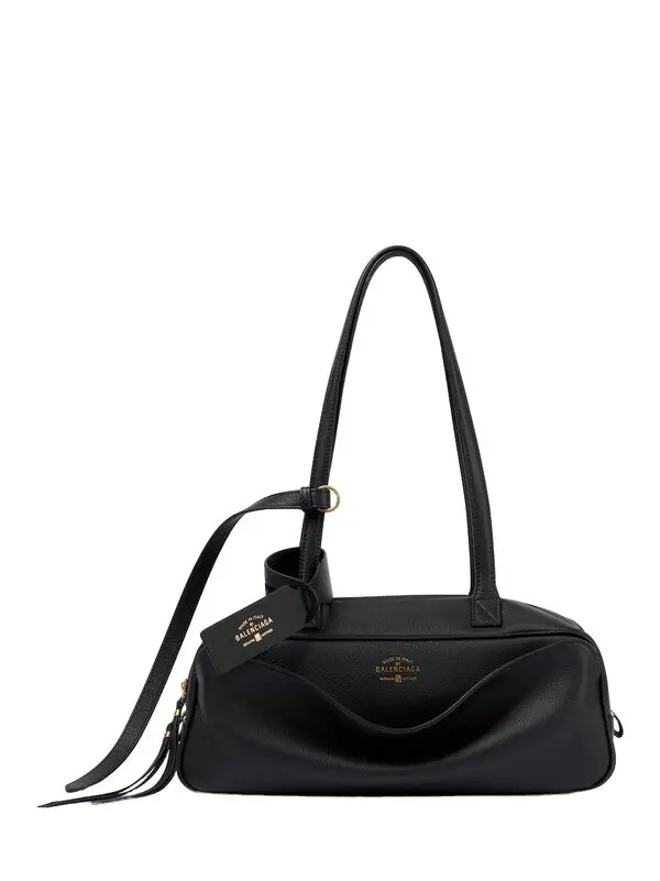 Balenciaga Carrie Small Leather Bowling Bag - Black