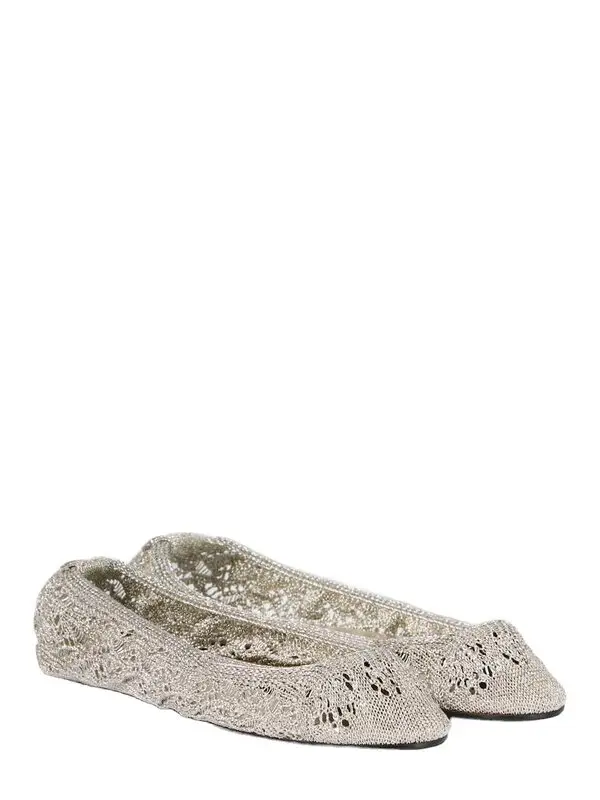 Isabel Marant Belna Crochet Ballet Flats - Silver