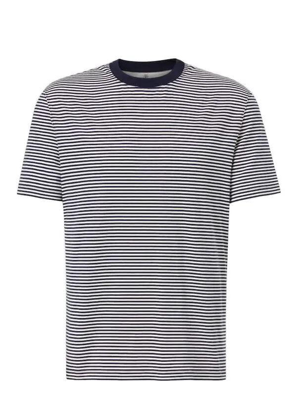 Brunello Cucinelli Striped Cotton Jersey T-shirt - Blue