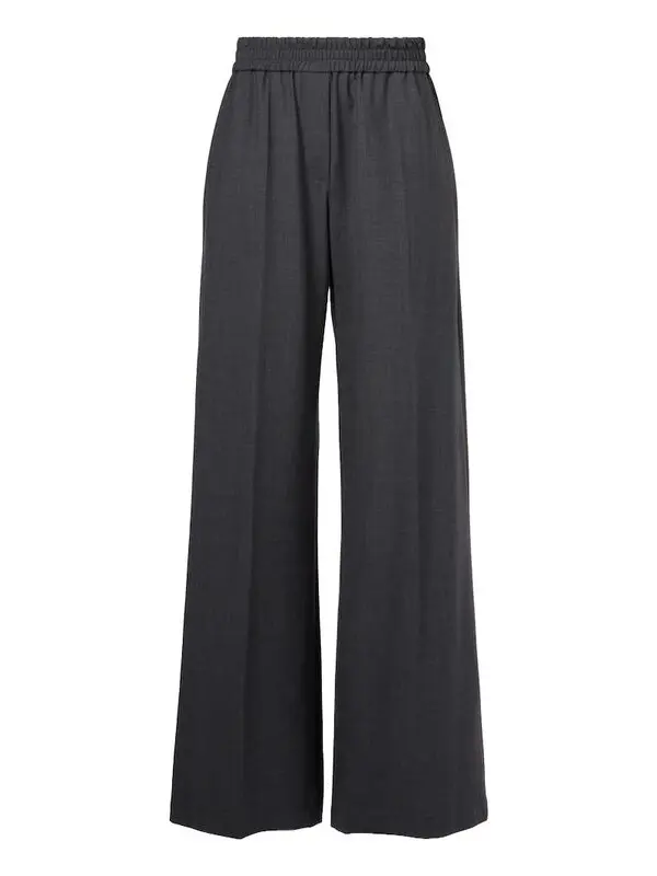 Brunello Cucinelli Wool-blend Wide-leg Trousers - Grey