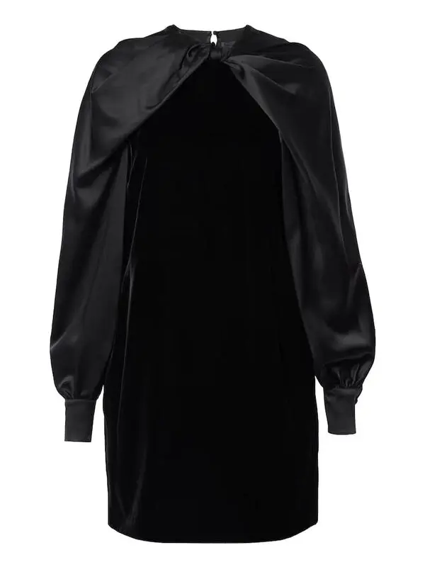 Max Mara Zarella Velvet And Satin Minidress - Black
