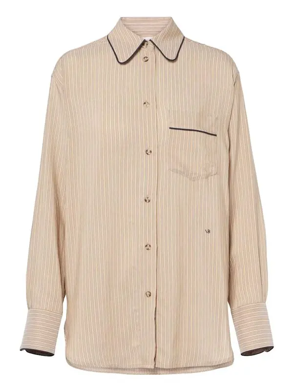 Victoria Beckham Striped Pajama Shirt - Beige