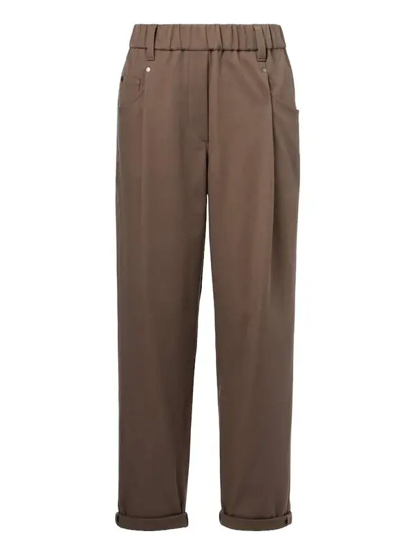 Brunello Cucinelli Cotton-blend Slim Pants - Brown