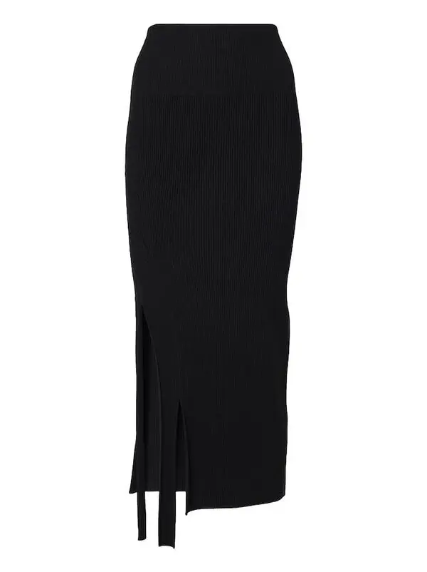 Victoria Beckham Satin Midi Skirt - Black