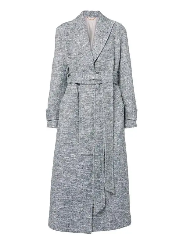 Victoria Beckham Bouclé Tweed Wrap Coat - Grey