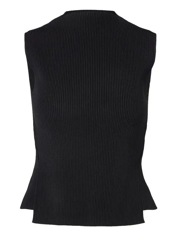 Victoria Beckham Ribbed Knit Top - Black