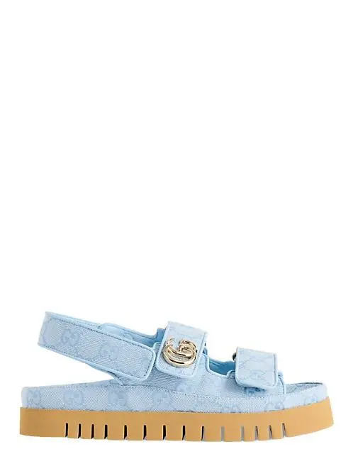 Gucci Marmont Gg Canvas Sandals - Eden Light Blue