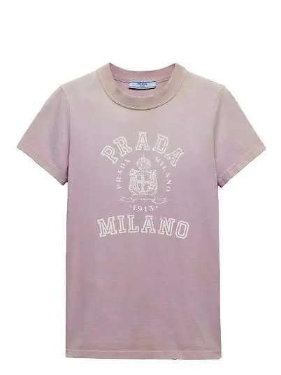 Prada Logo-print Cotton-jersey T-shirt - Purple