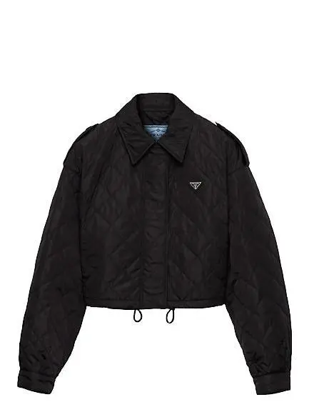 Prada Re Nylon Logo-embellished Quilted Woven Blouson Jacket - Black