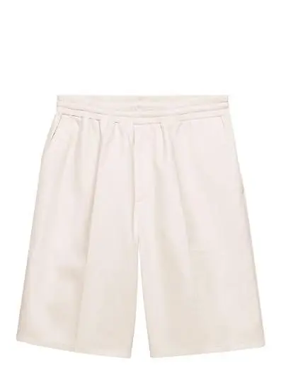 Prada Relaxed Fit Leather Bermuda Shorts With Triangle Logo - Neutral