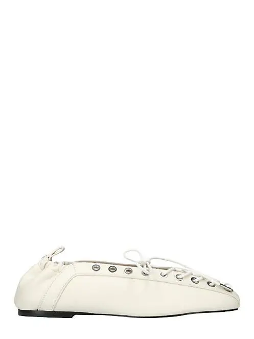 GANNI Eyelets Lace-up Pélinova Ballet Flats - White