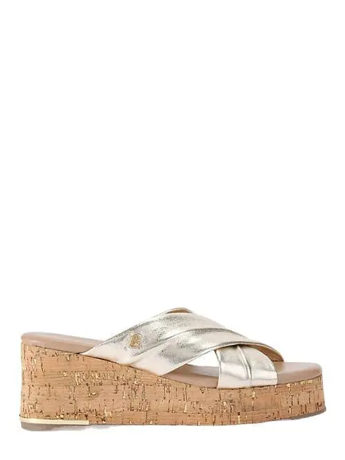 Carvela Cross-strap Leather Wedges - Gold