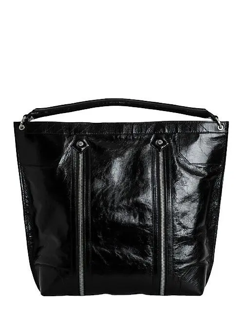 Zadig&Voltaire Sunny Zip-embellished Leather Shoulder Bag - Noir