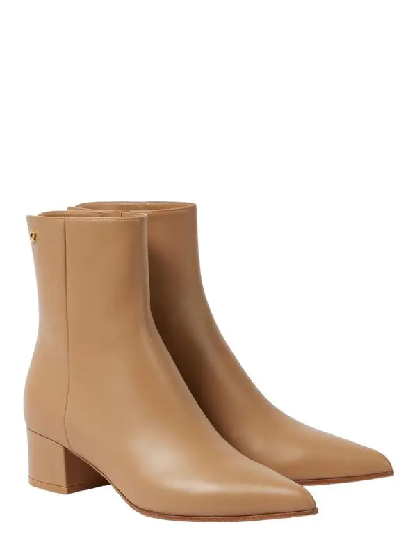 GIANVITO ROSSI Lyell 45 Leather Ankle Boots - Brown