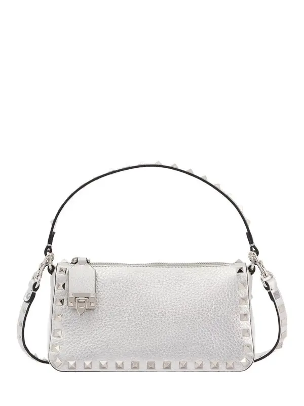 Valentino Garavani Rockstud Small Leather Crossbody Bag - Silver