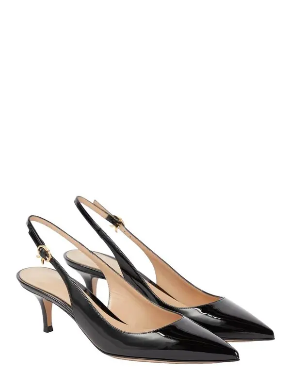 GIANVITO ROSSI Ribbon Sling 55 Leather Slingback Pumps - Black