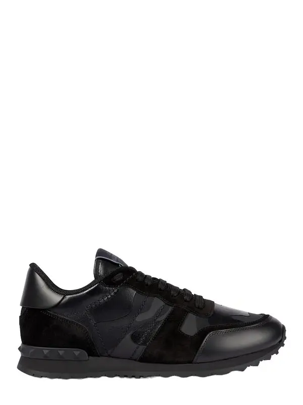 Valentino Garavani Rockrunner Leather Sneakers - Black