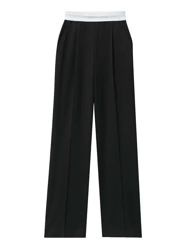 Alexander Wang High Waisted Pleated Pant With Logo - Black