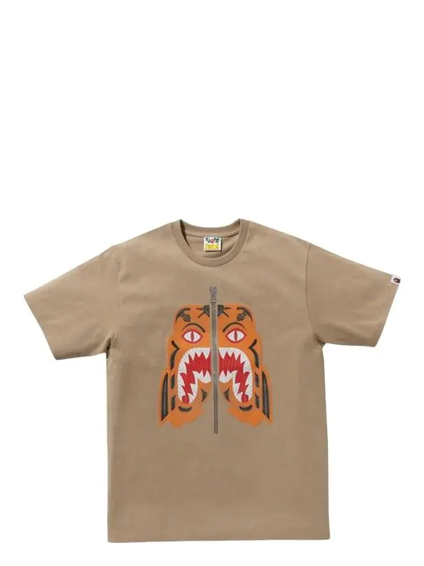 A BATHING APE Embroidery Style Tiger Tee Shirt - Beige