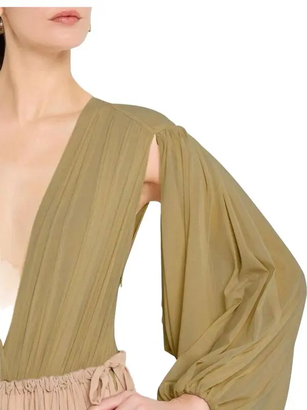 Philosophy Di Lorenzo Serafini Plunging Gathered Bodysuit - Beige