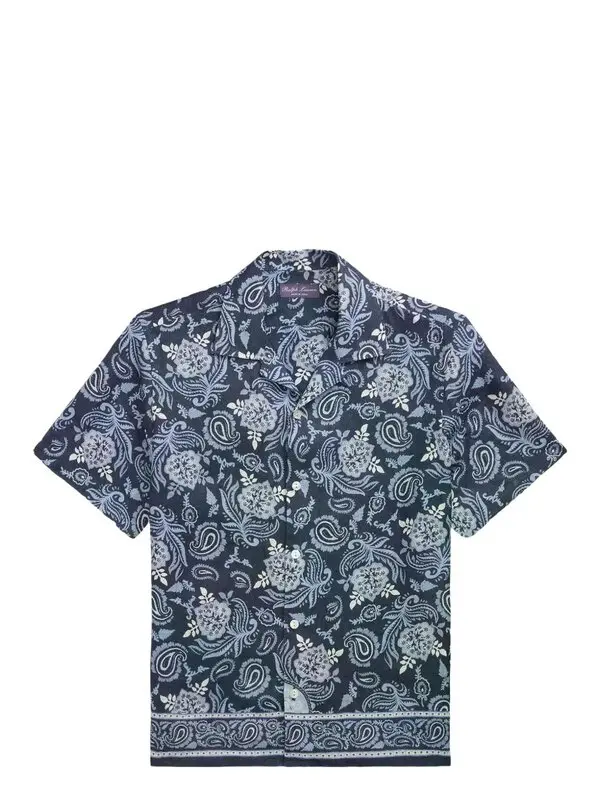 Ralph Lauren Purple Label Paisley-print Short-sleeve Shirt - Blue