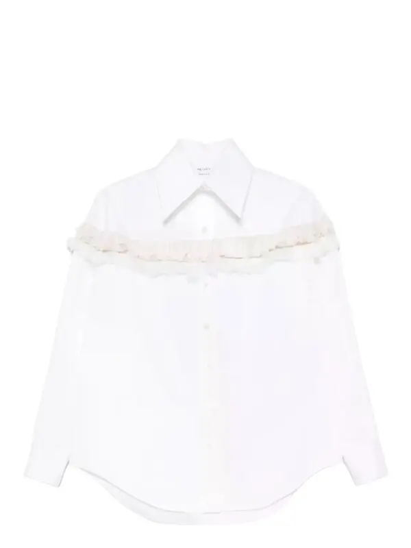 Alexander McQueen Slashed Creponne-detail Shirt - White