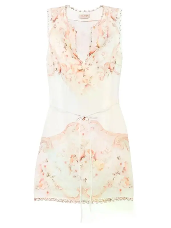 TWINSET Floral-printed Mini Dress - White