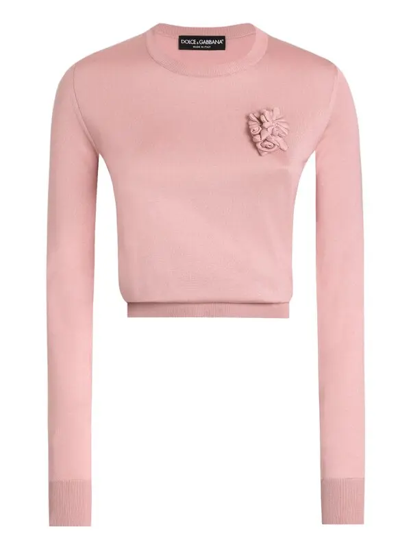 Dolce & Gabbana Embellished Silk Sweater - Pink