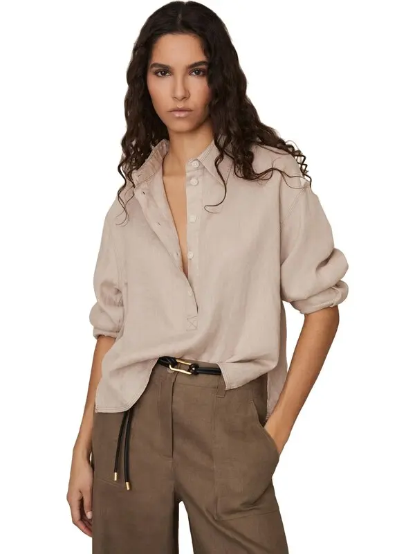 REISS Nina Linen Shirt - Neutral