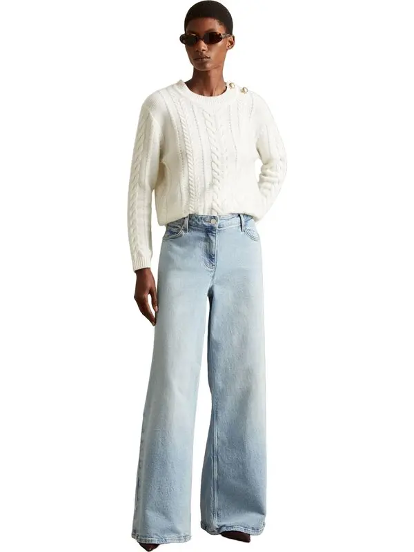 REISS Crete Wide-leg Jeans - Light Blue