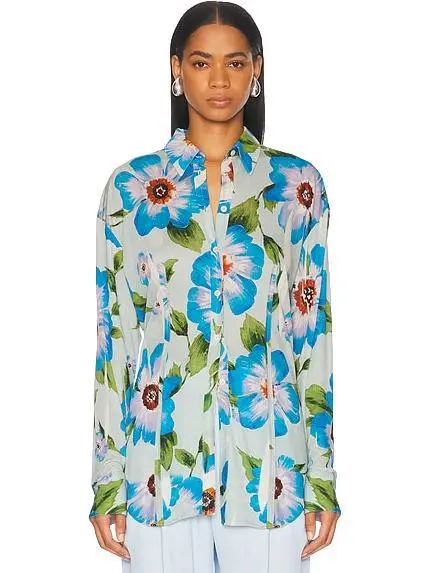 Acne Studios Suri Printed Viscose Shirt - Multi Blue