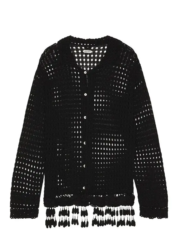 BODE Blossom Crochet Shirt - Black