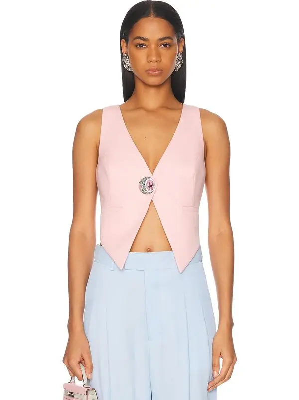 AREA Crystal Gemstone Cluster Gilet - Pastel Pink