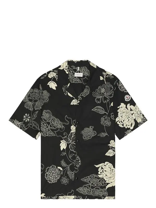 Moncler Short Sleeve Shirt In Black In Black - Navy