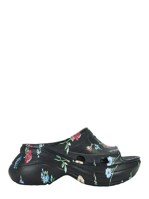 Balenciaga Pool Crocs Sandal - Floral Falling Black