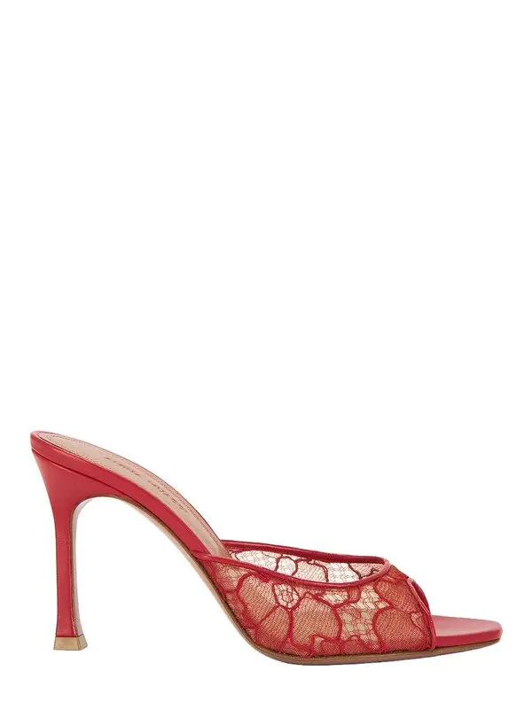 Amina Muaddi Alexa 95 Lace Slipper - Red