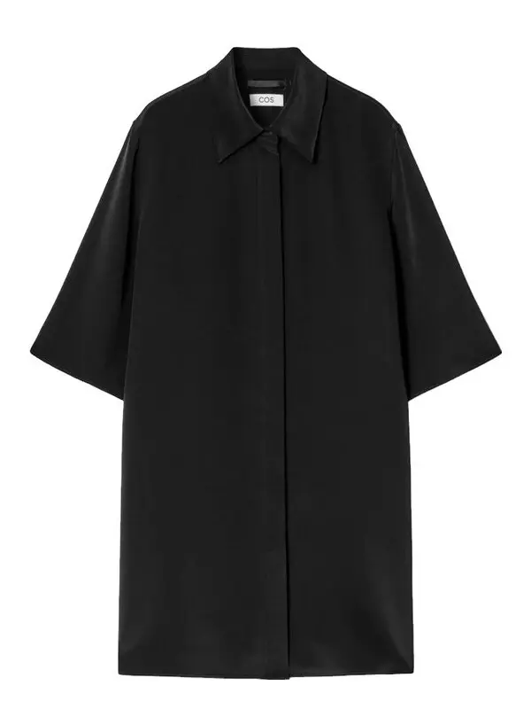 Cos Longline Silk Shirt - Black