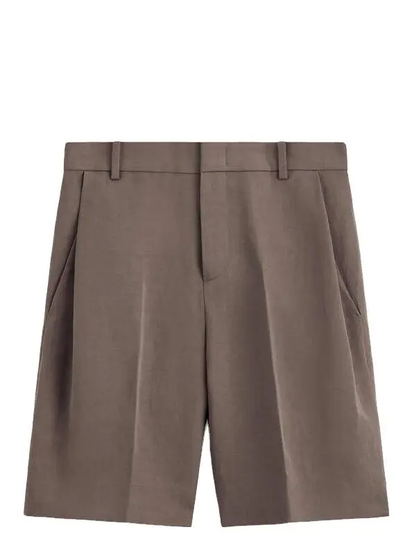 Cos Tailored Linen-blend Shorts - Brown