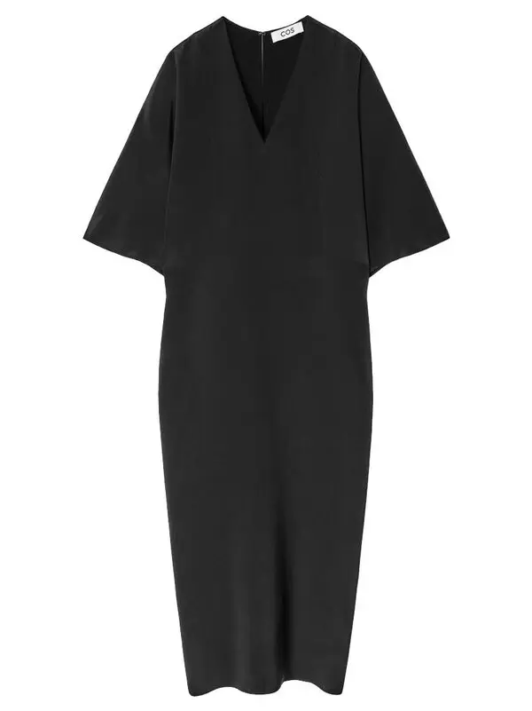Cos Draped Mulberry Silk Dress - Black