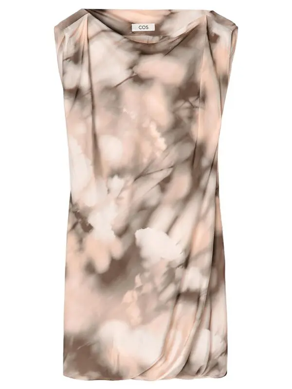 Cos Printed Draped Silk Dress - Pink