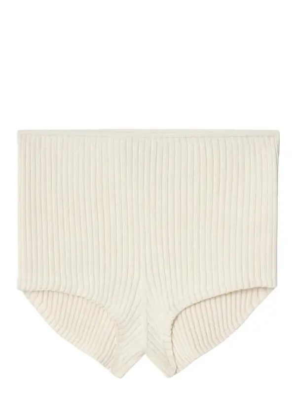 Cos Rib-knit Silk Micro Shorts - White