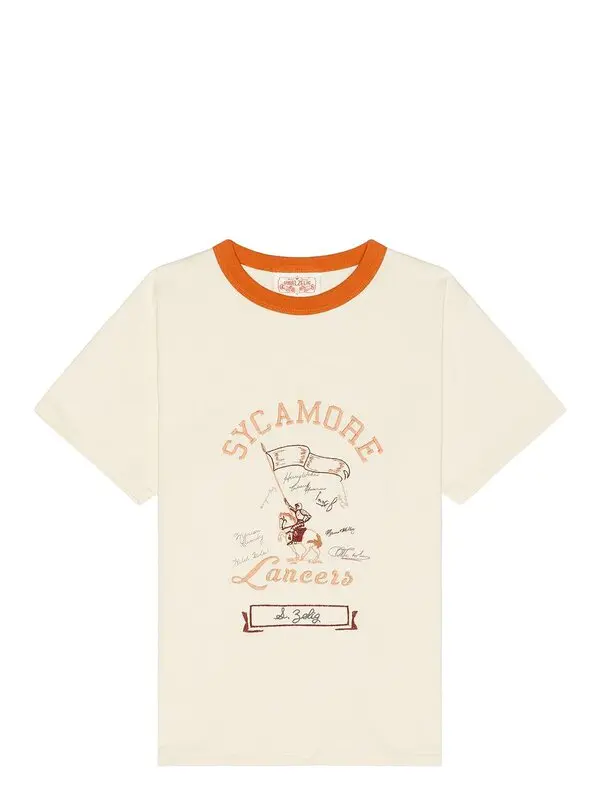SAMUEL ZELIG Yearbook Tee In Cream - Cream & Orange
